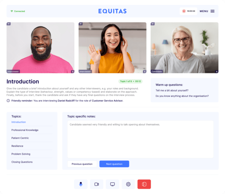 Interview Software - Equitas